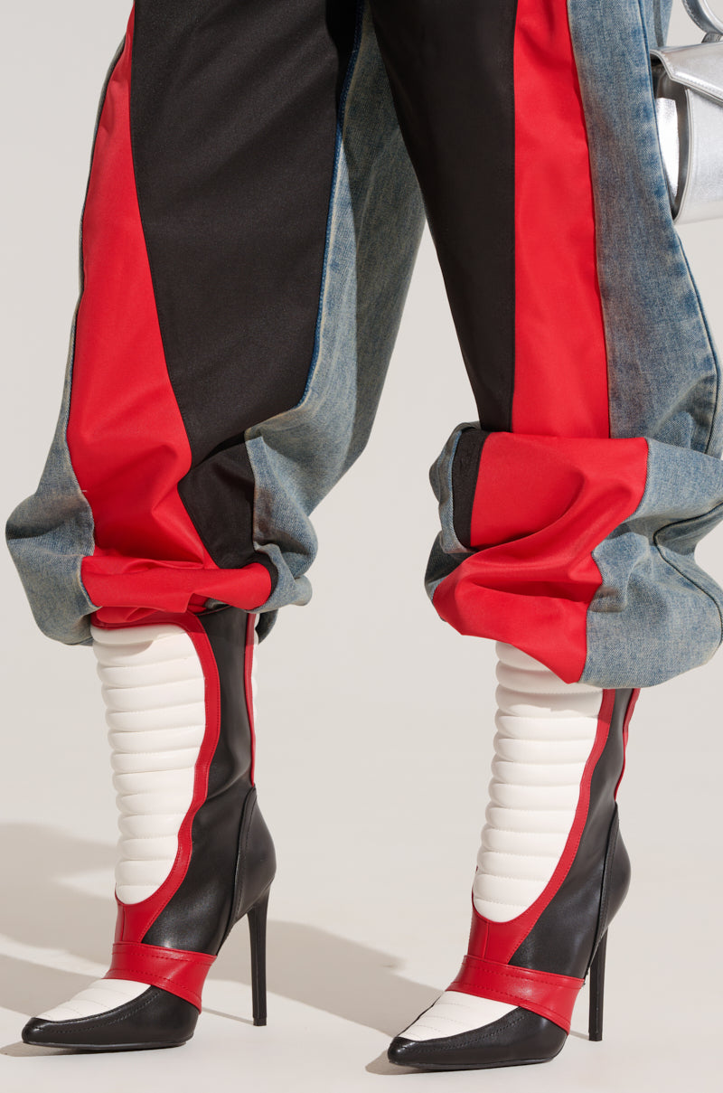 AZALEA WANG LOREDANA BLACK RACER COLORBLOCKED BOOTIE – AKIRA