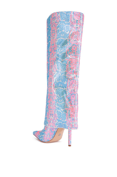 AZALEA WANG LUXER PINK AND BLUE MULTI RHINESTONE BOOT – AKIRA