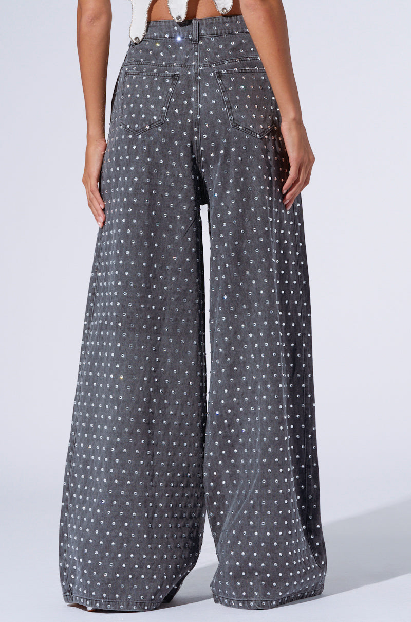 DAZZLED RHINESTONE STUDDED DENIM PANTS IN BLACK – AKIRA