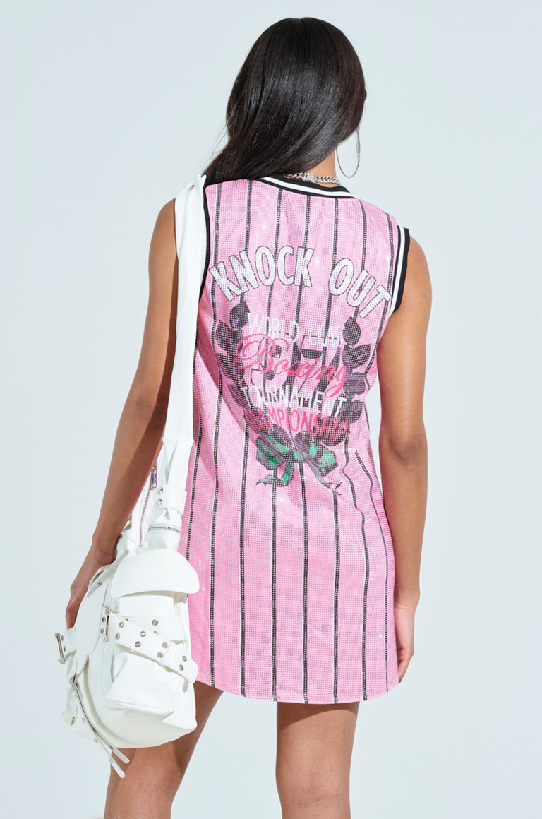TOTAL KNOCKOUT RHINESTONE JERSEY DRESS – AKIRA