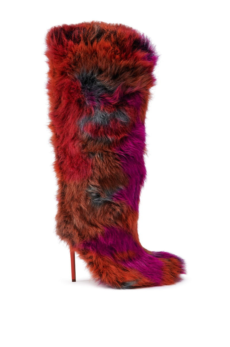 AZALEA WANG UPSETTER ORANGE MULTI FUZZY KNEE HIGH BOOT – AKIRA