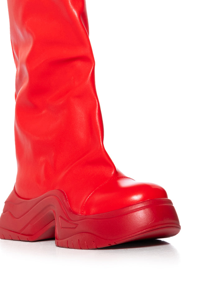 AZALEA WANG CHADWICK FLATFORM BUCKET BOOT IN RED – AKIRA