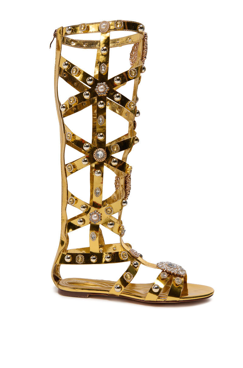 AZALEA WANG CHRYSTOS GOLD CAGED GLADIATOR SANDAL – AKIRA