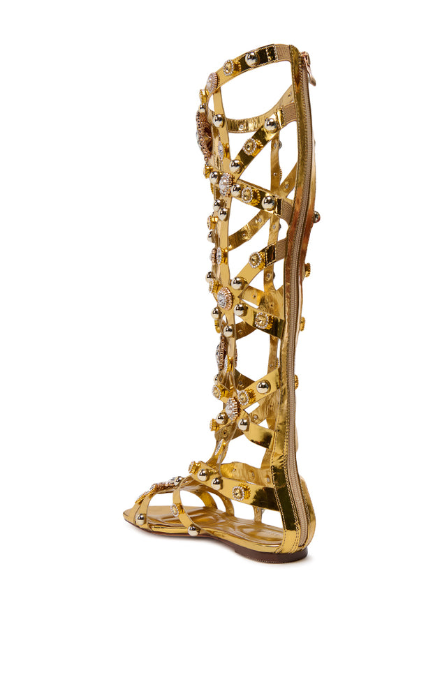 AZALEA WANG CHRYSTOS GOLD CAGED GLADIATOR SANDAL – AKIRA