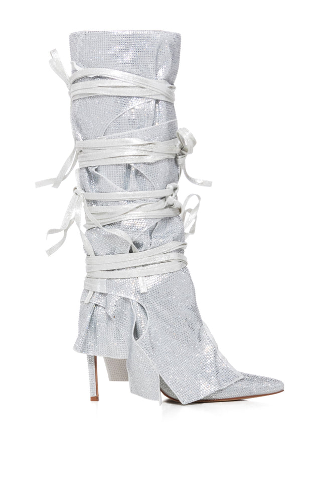 AZALEA WANG CORDIAL SILVER RHINESTONE BOOT – AKIRA