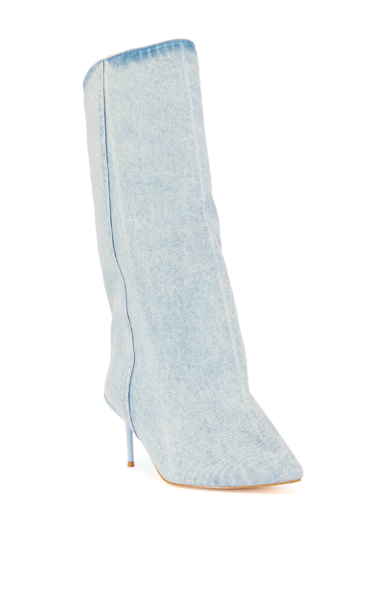 AZALEA WANG COUTURE CRAZY DENIM BOOT – AKIRA