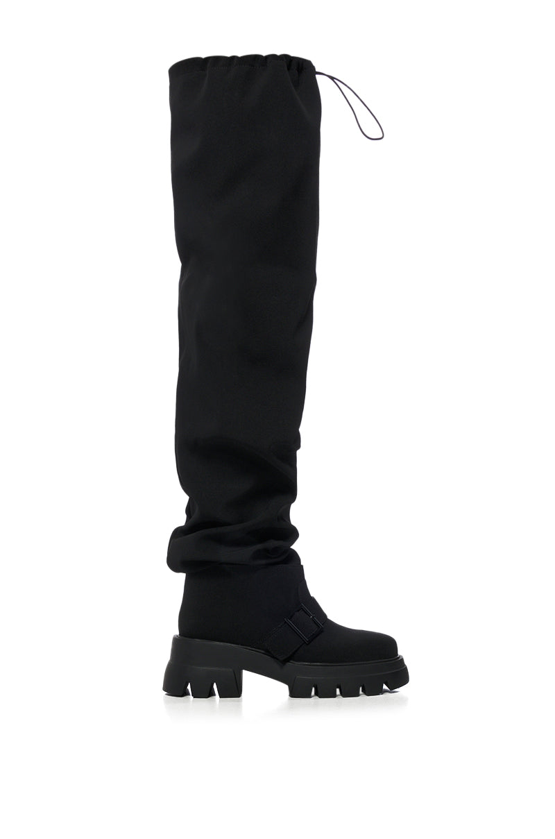AZALEA WANG FRAPPE OVER THE KNEE CHUNKY BOOT IN BLACK – AKIRA
