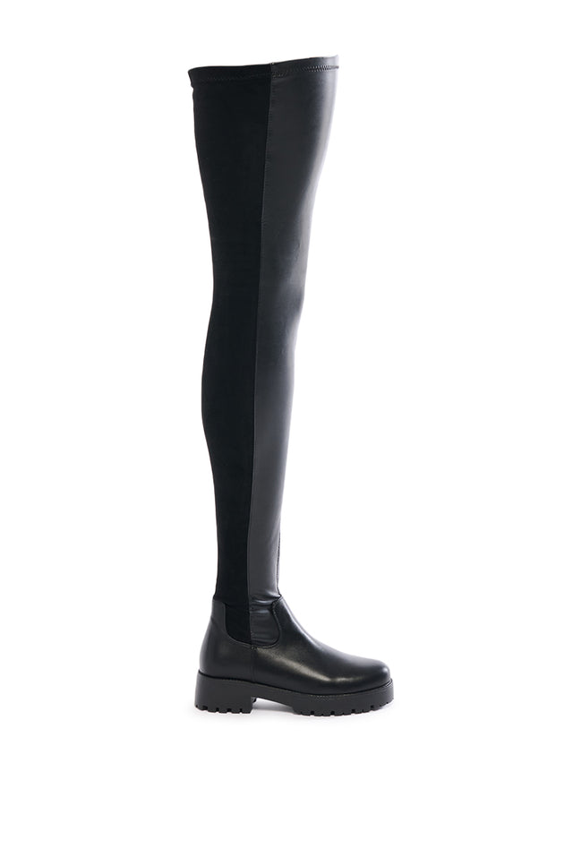 Azalea Wang Haydee Black Over The Knee Suede And Pu Boot Akira