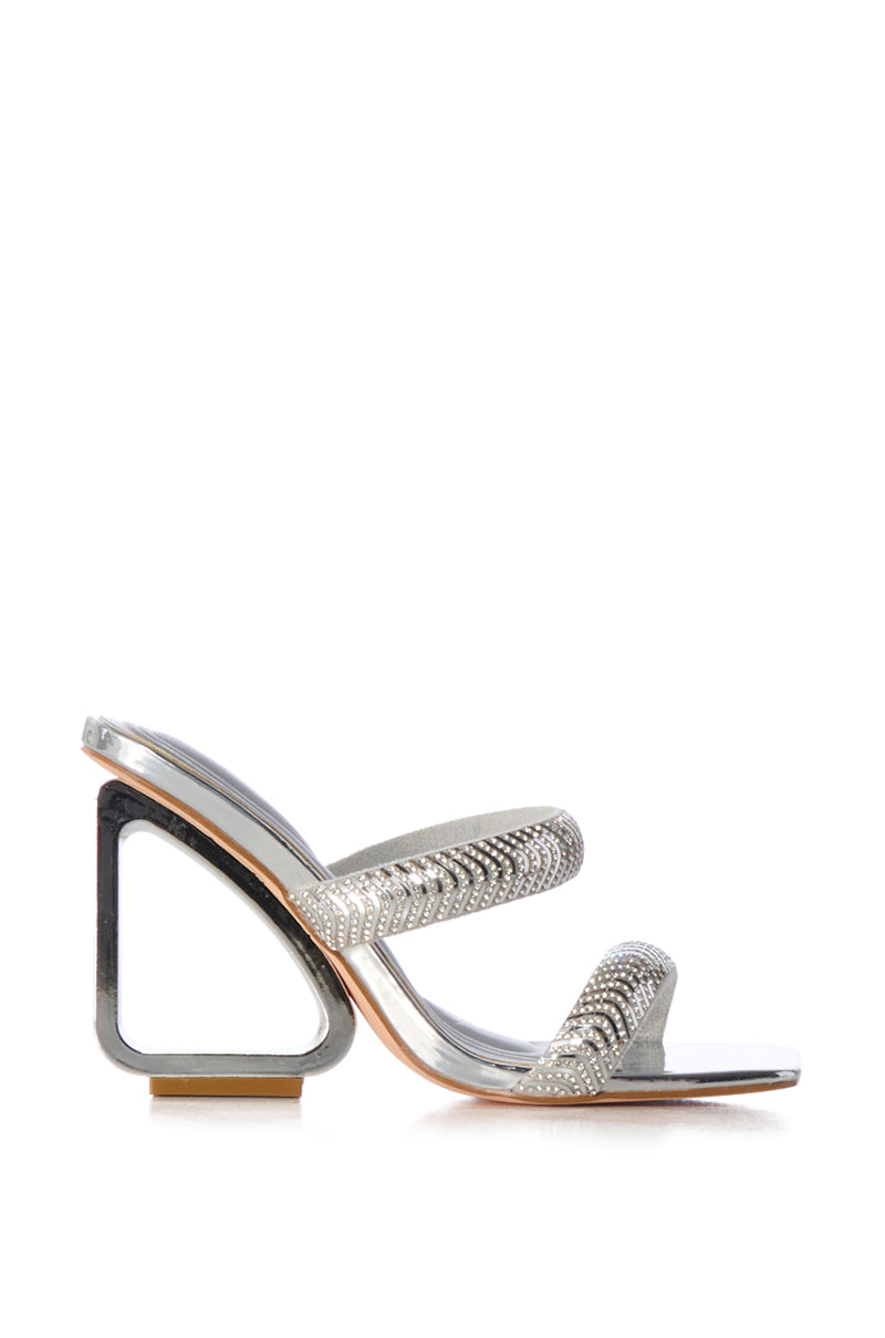 AZALEA WANG LACEY EMBELLISHED INVERSE HEEL WEDGE SANDAL IN SILVER – AKIRA