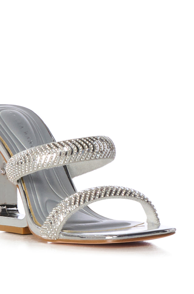AZALEA WANG LACEY EMBELLISHED INVERSE HEEL WEDGE SANDAL IN SILVER – AKIRA