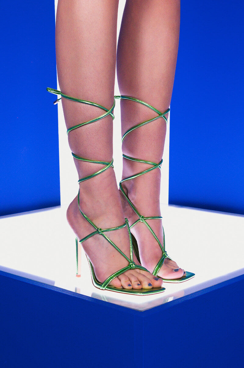 AZALEA WANG LOOK MY WAY STILETTO SANDAL IN GREEN – AKIRA