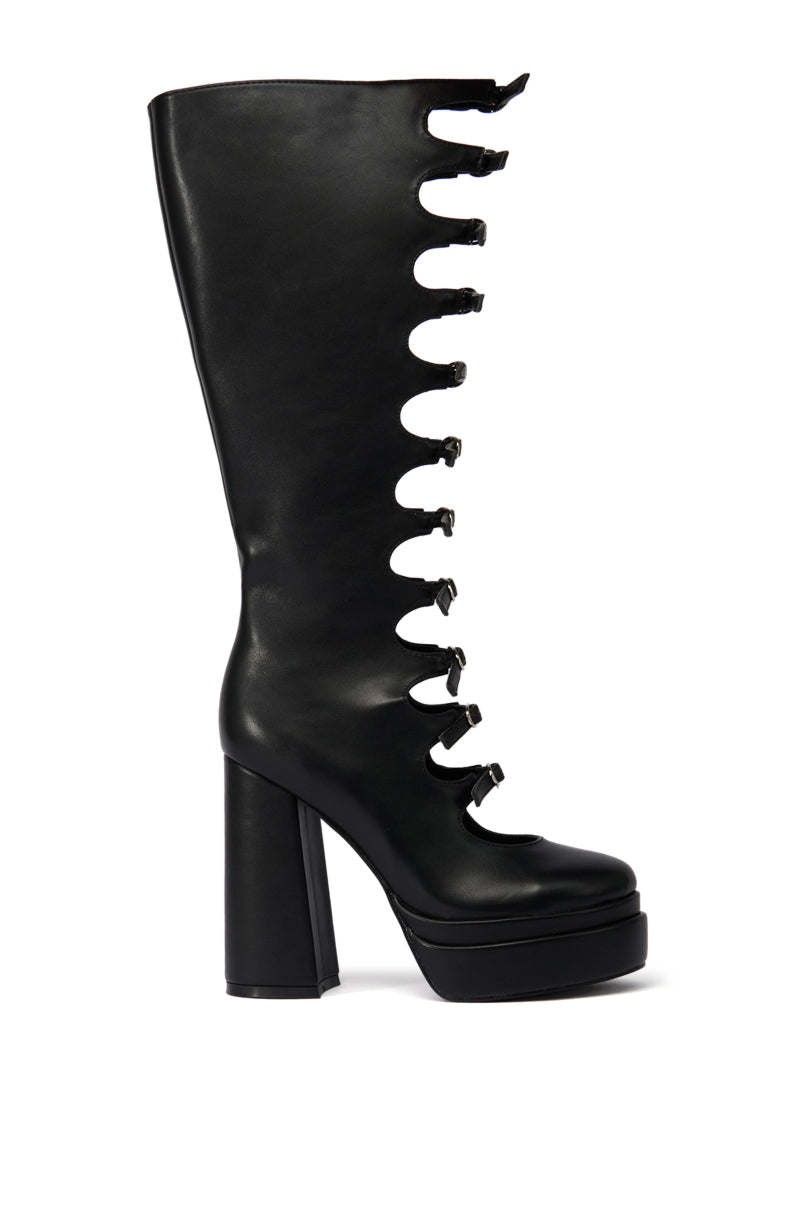 AZALEA WANG MARIGOLD BLACK BUCKLE UP BOOT – AKIRA