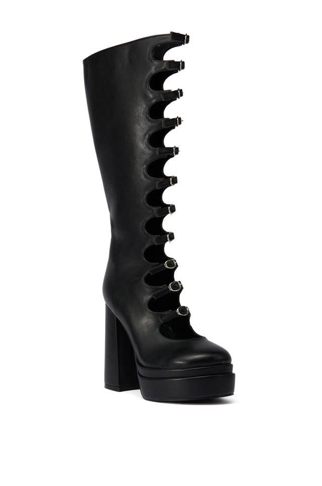 AZALEA WANG MARIGOLD BLACK BUCKLE UP BOOT – AKIRA