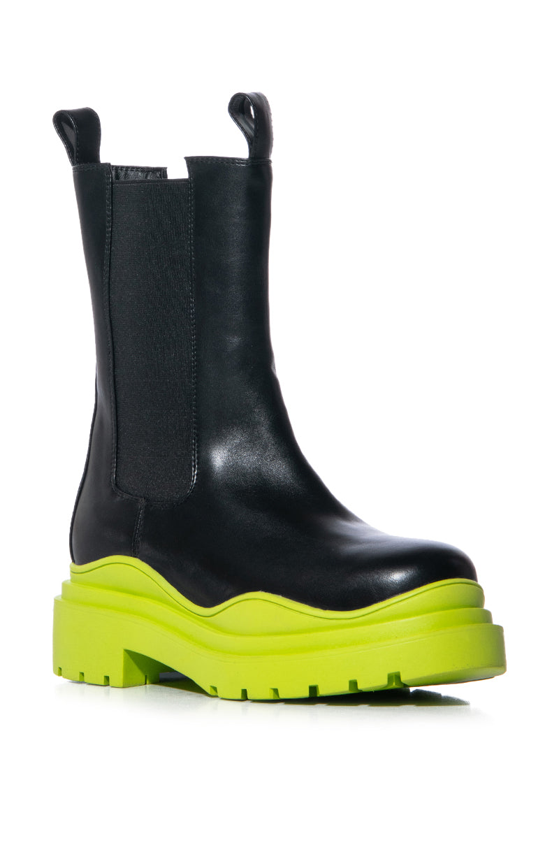 AZALEA WANG ONLY IN MY DREAMS FLATFORM BOOTIE IN LIME – AKIRA