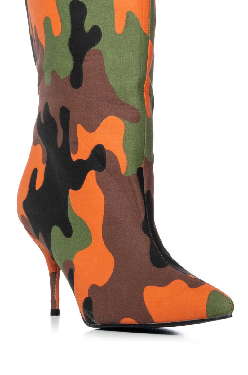 AZALEA WANG ORSON ORANGE CAMO BOOTIE – AKIRA