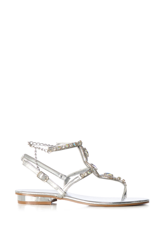 AZALEA WANG SAMSON SILVER EMBELLISHED SANDAL – AKIRA