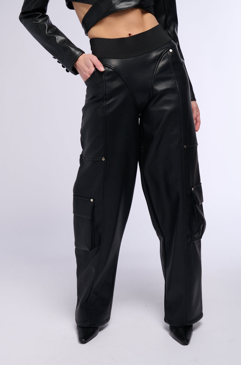 BACK FROM THE MATRIX WIDE LEG STRETCH PU PANT – AKIRA