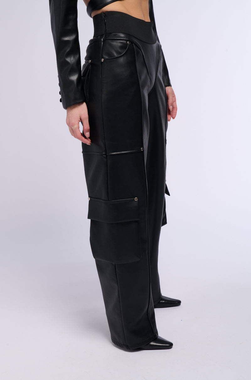 BACK FROM THE MATRIX WIDE LEG STRETCH PU PANT – AKIRA