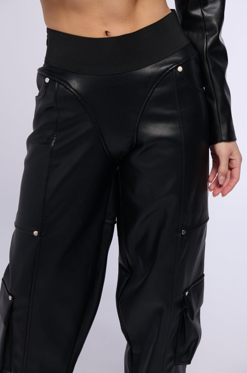 BACK FROM THE MATRIX WIDE LEG STRETCH PU PANT – AKIRA