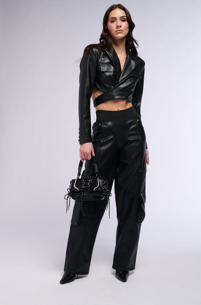BACK FROM THE MATRIX WIDE LEG STRETCH PU PANT – AKIRA