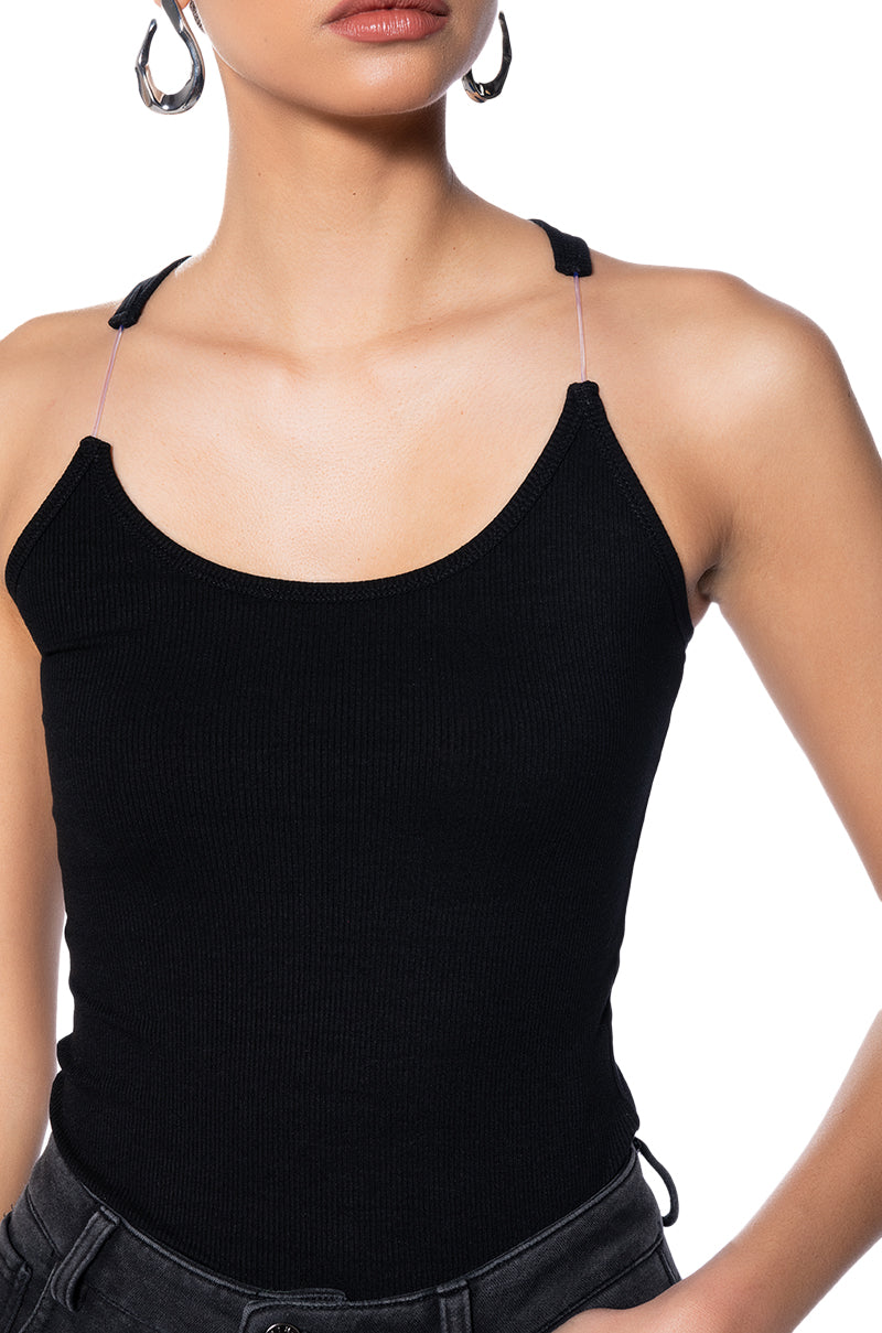 BAD HABIT STRAPPY TANK TOP IN BLACK – AKIRA