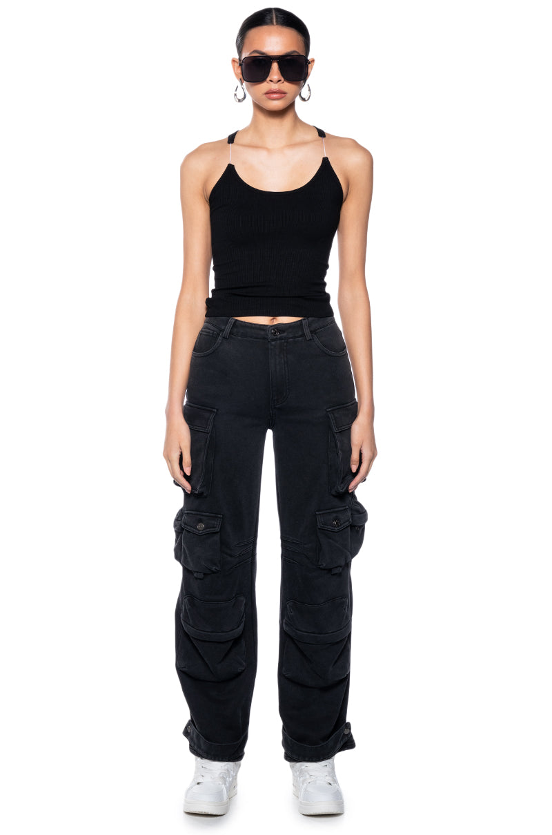 BAD HABIT STRAPPY TANK TOP IN BLACK – AKIRA