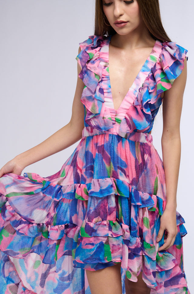 BAHAMA MAMA PRINTED HIGH LOW MINI DRESS – AKIRA