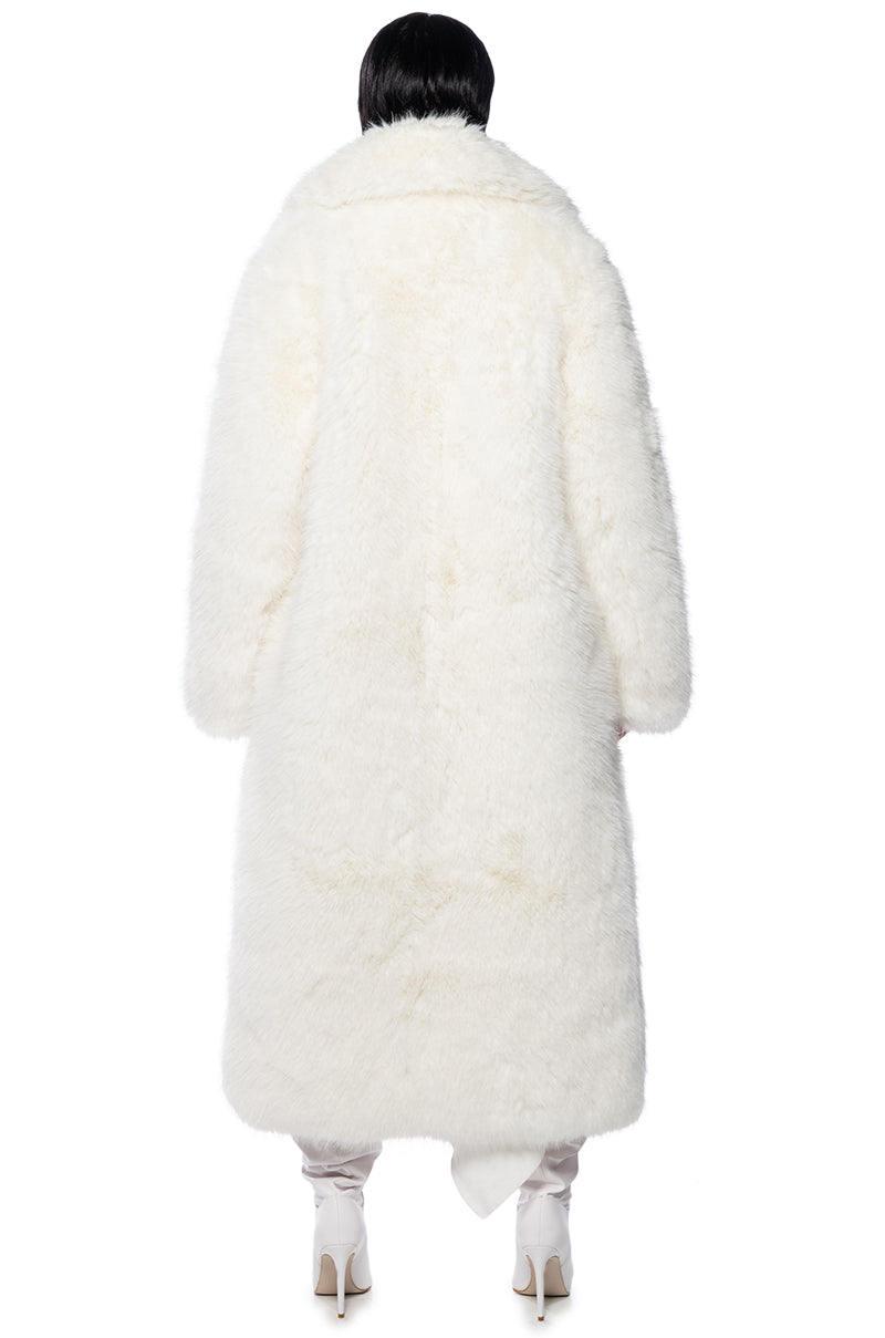 BCARDI LONG LUXE FAUX FUR TRENCH – AKIRA