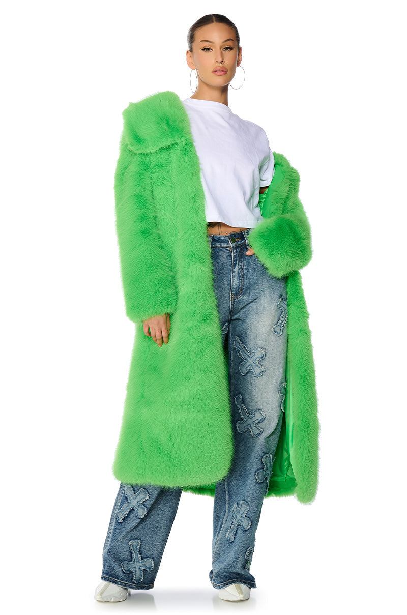 CADENCE FAUX FUR LONG JACKET – AKIRA
