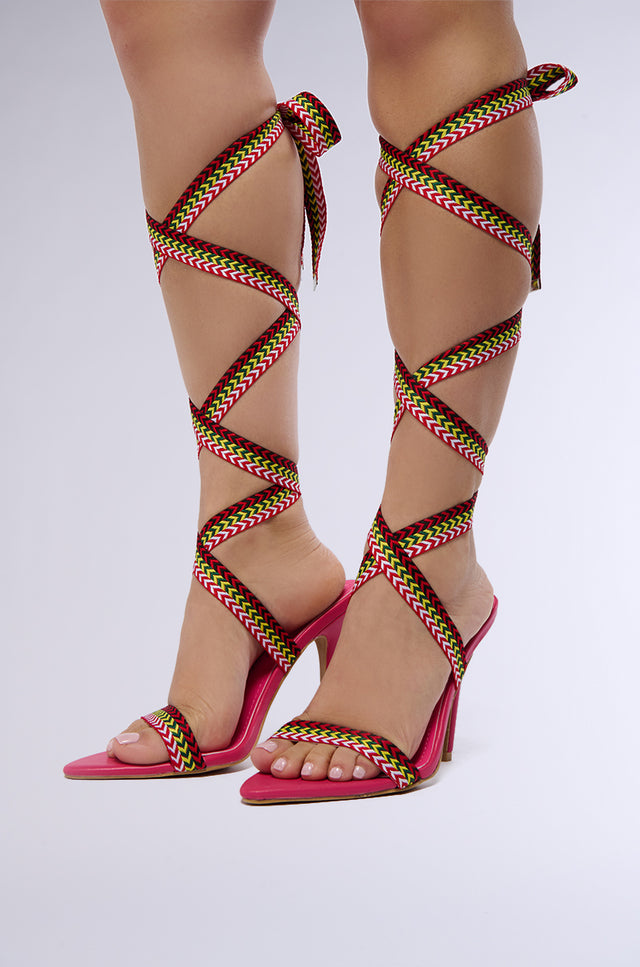 CELINA PINK SANDAL WITH MULTI COLOR LACES – AKIRA