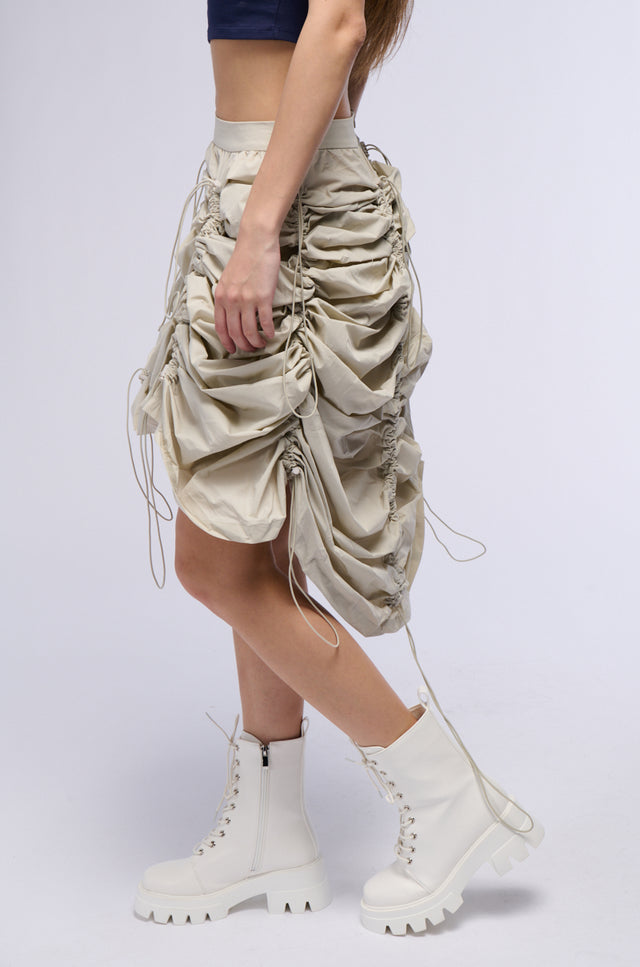 CHLOE CONVERTIBLE DRAWSTRING HIGH LOW SKIRT – AKIRA