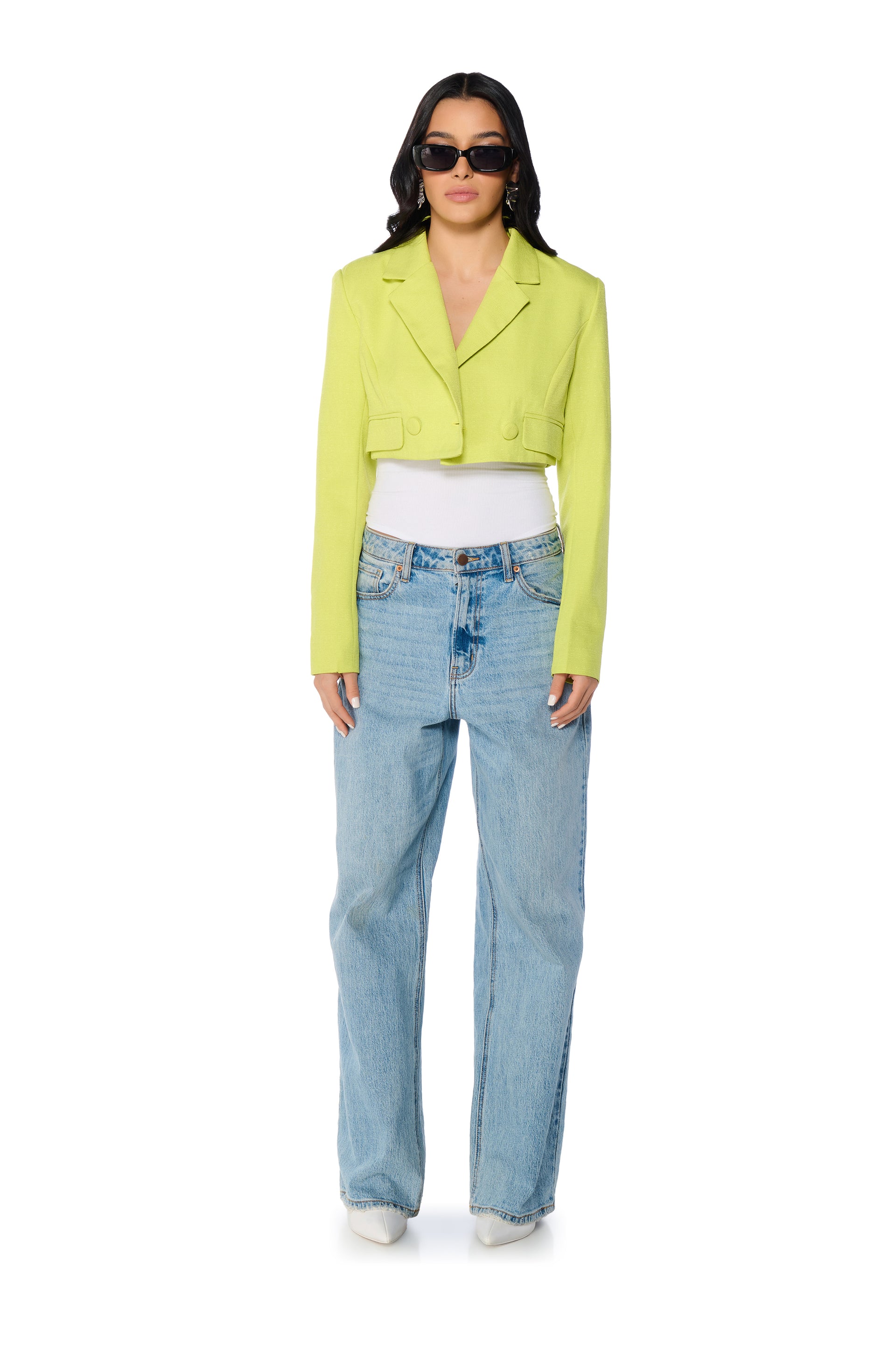 EVERYWHERE CROPPED SPRING BLAZER IN LIGHT GREEN – AKIRA