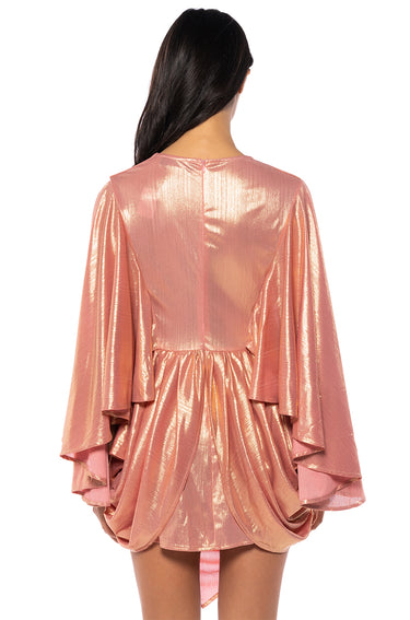 FANTASY DRAPED METALLIC MINI DRESS IN PINK – AKIRA FANTASY DRAPED METALLIC MINI DRESS IN PINK – AKIRA