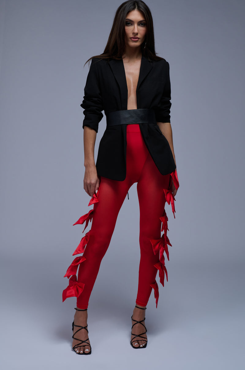 FEELING CUTE BOW LEGGING IN RED – AKIRA