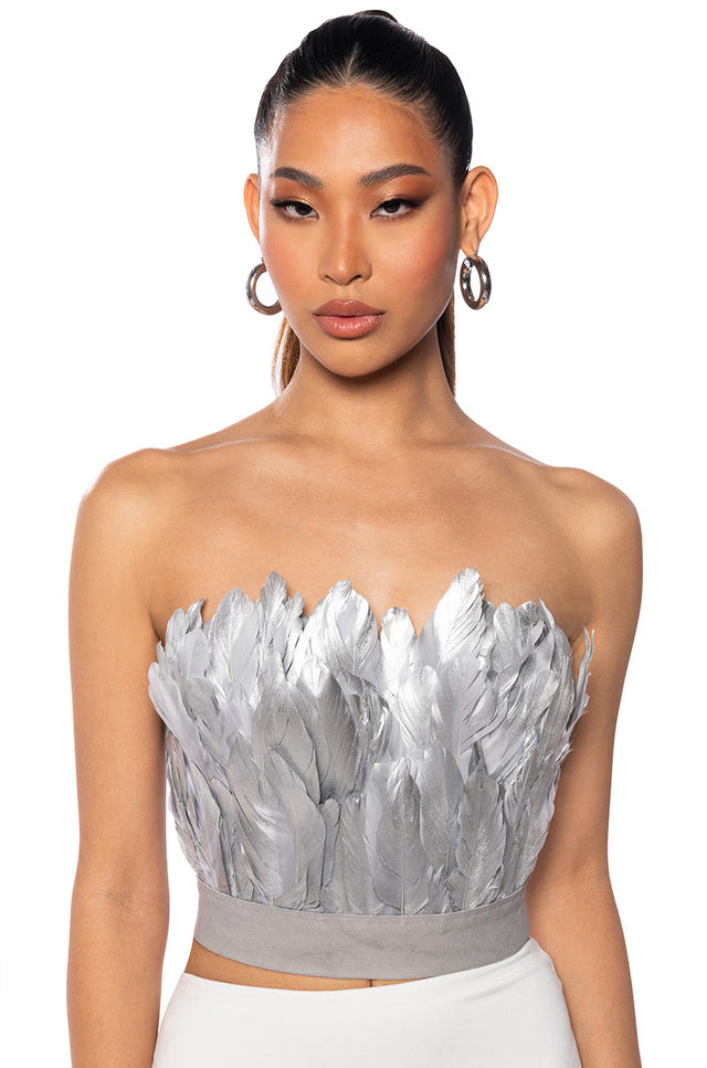 FLY AWAY FEATHER TUBE TOP – AKIRA