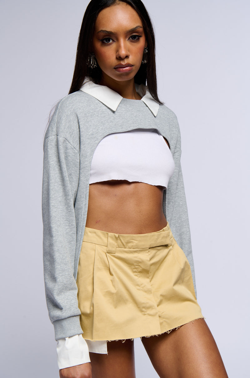 GONE GIRL COLLARED HALF SWEATSHIRT – AKIRA