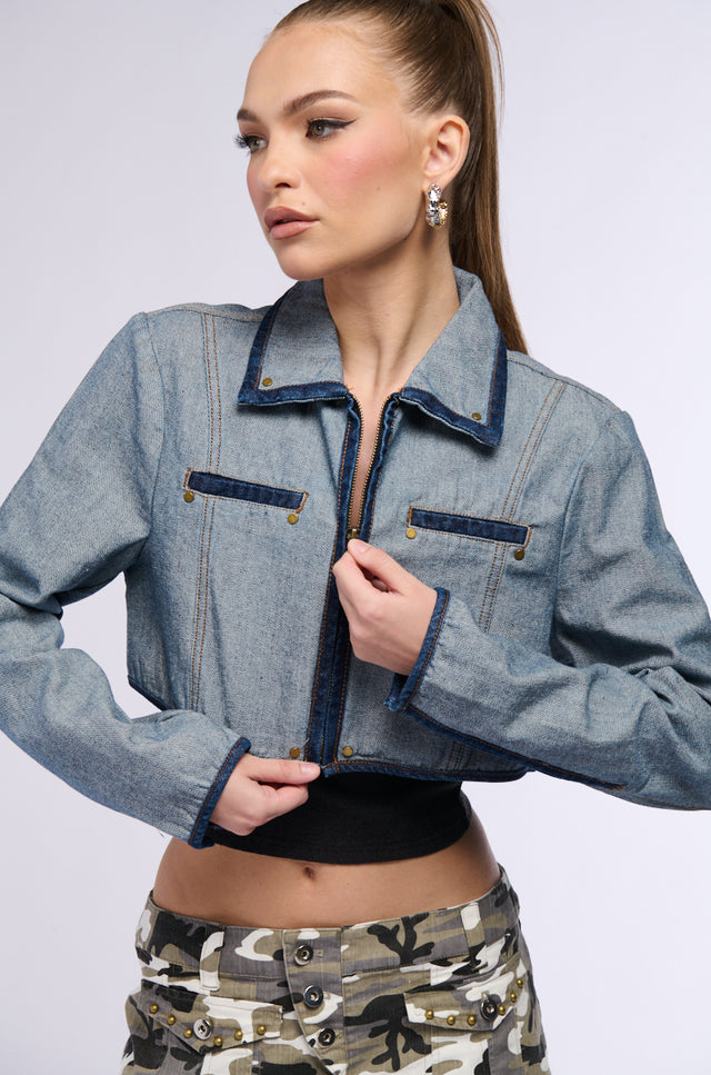 INSIDE OUT DENIM CROP JACKET – AKIRA