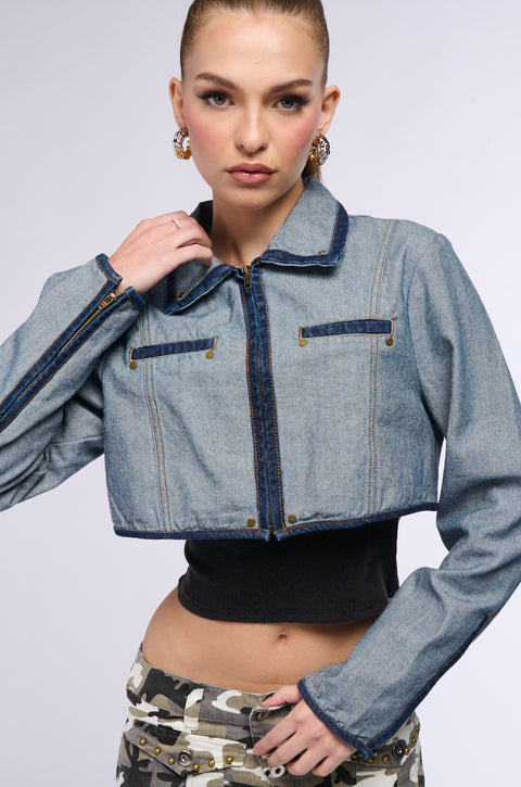 INSIDE OUT DENIM CROP JACKET – AKIRA