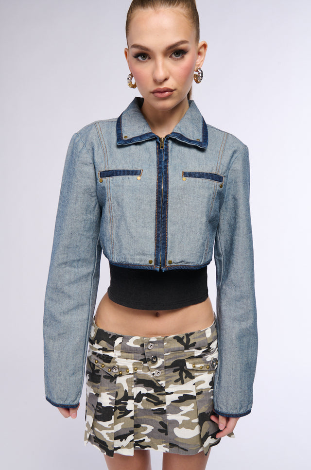 INSIDE OUT DENIM CROP JACKET – AKIRA