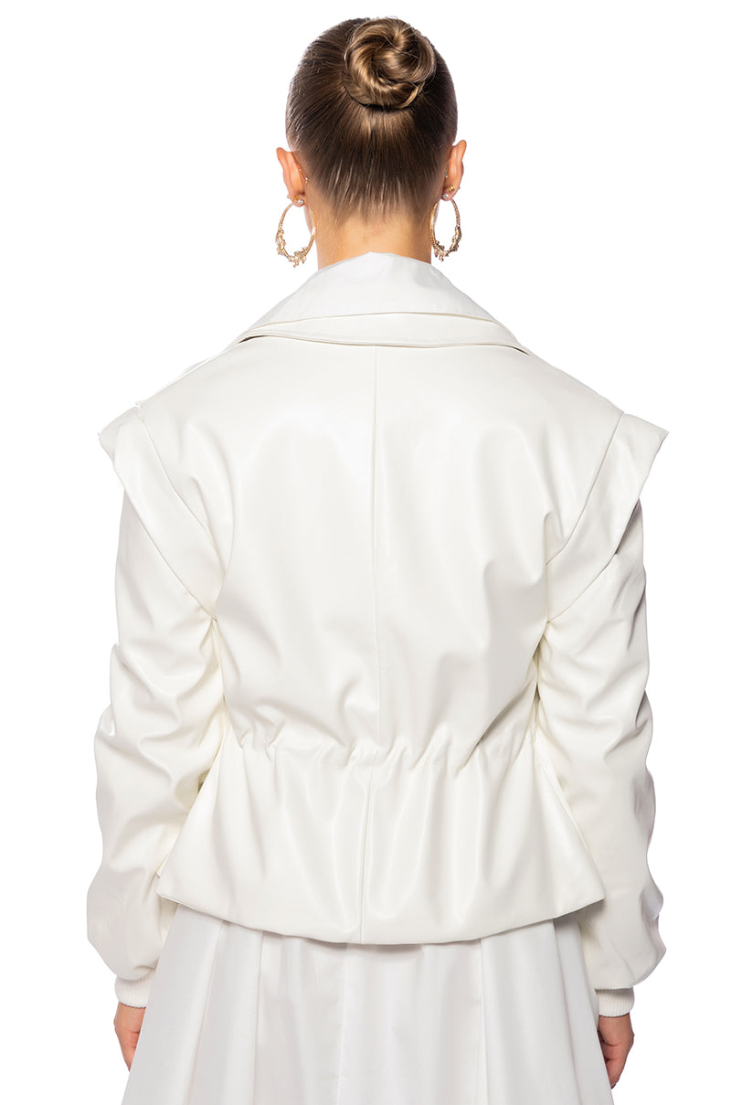 KINTSUGI WHITE PLEATHER MOTO JACKET – AKIRA