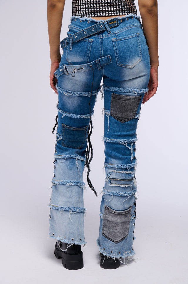 LAY LOW DISTRESSED DENIM FLARE PANT – AKIRA