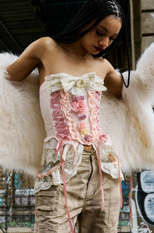 MARIE FLORAL LACE UP CORSET – AKIRA