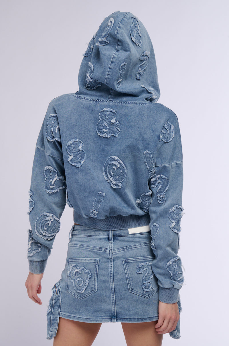 MONEY SIGNS DENIM FRONT ZIP SWEATSHIRT – AKIRA