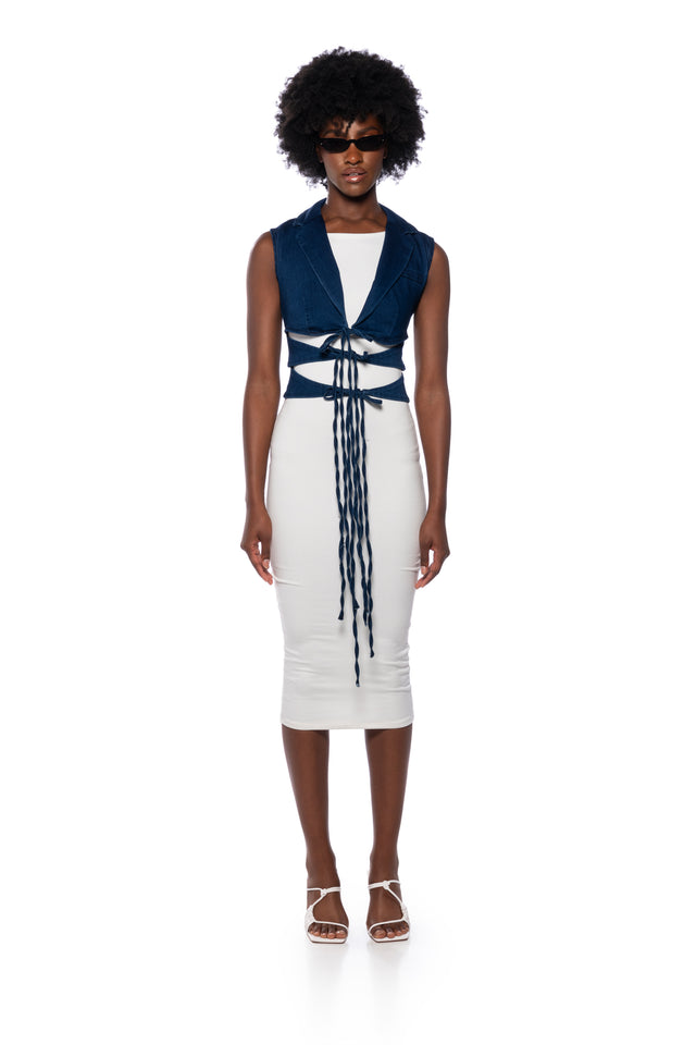 OPEN CONCEPT TIE FRONT VEST – AKIRA