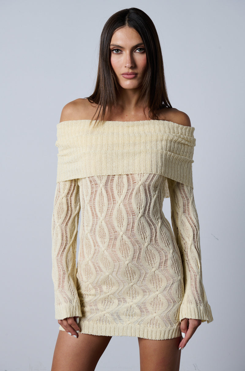 ORDINARY WOMAN LONG SLEEVE OFF THE SHOULDER MINI DRESS – AKIRA