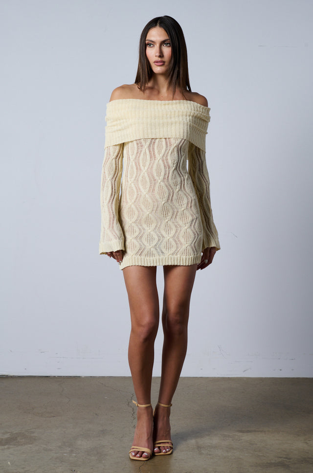 ORDINARY WOMAN LONG SLEEVE OFF THE SHOULDER MINI DRESS – AKIRA