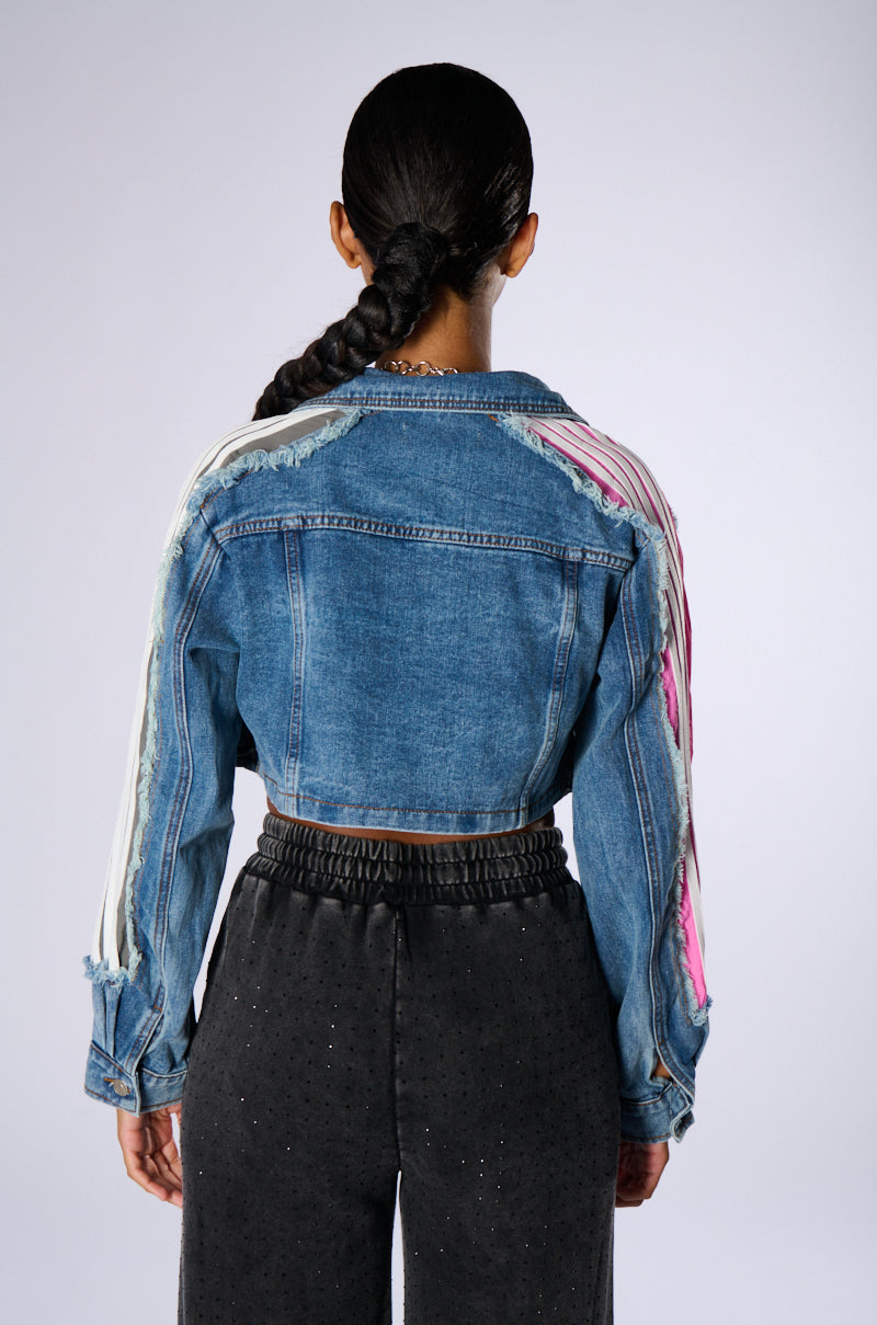 PORTIA MIXED MEDIA DENIM JACKET – AKIRA