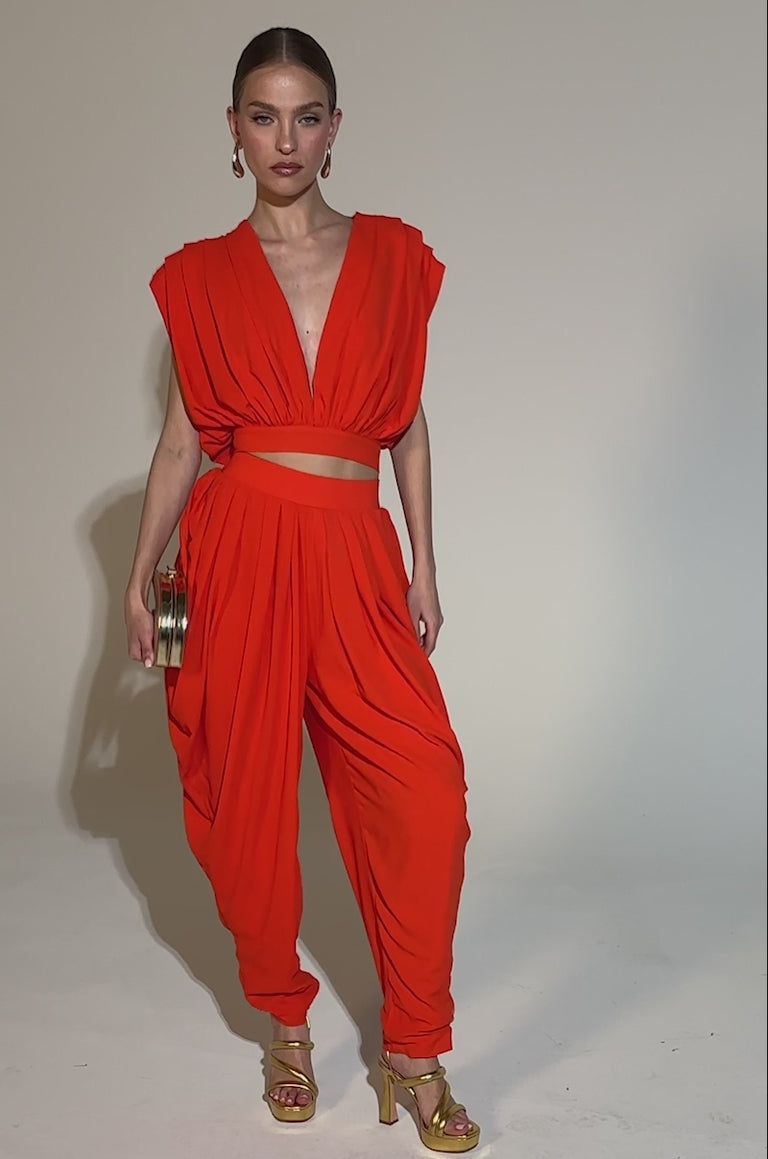 READY TO DANCE SLINKY BLOUSE IN ORANGE – AKIRA