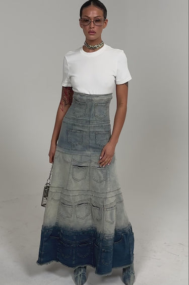 DENIM ON DENIM LAYERED MAXI DRESS – AKIRA