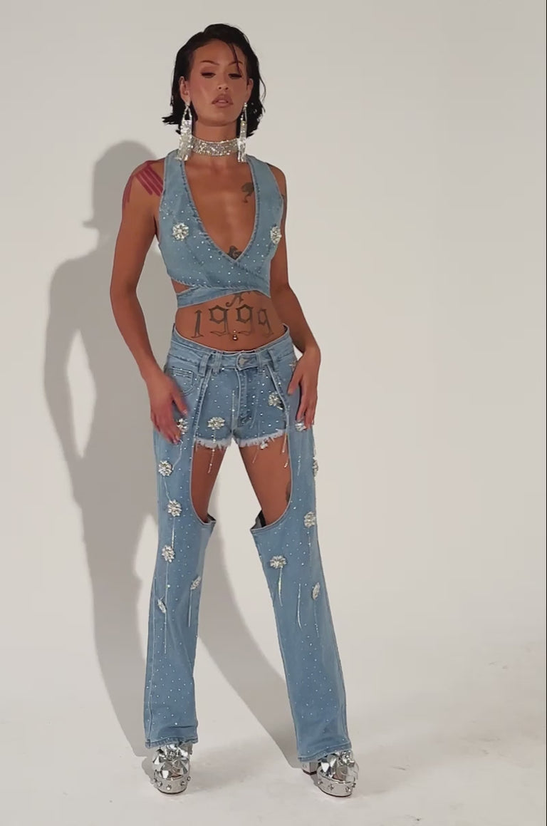 DIVALICIOUS DENIM CHAPS – AKIRA